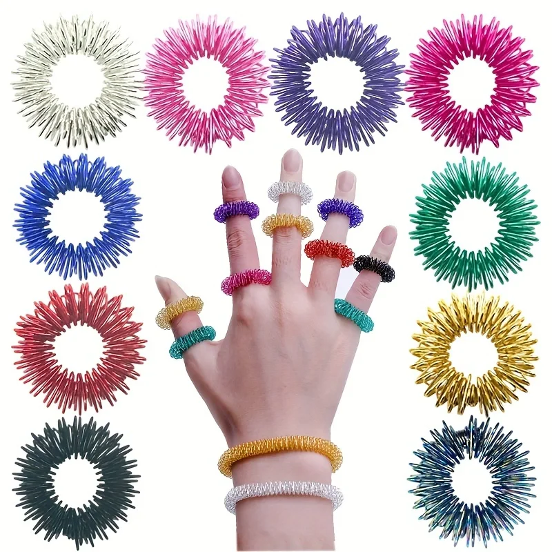 5Pcs/Pack Spiky Sensory Fidget Ring Toys for Children Adult Massager ...