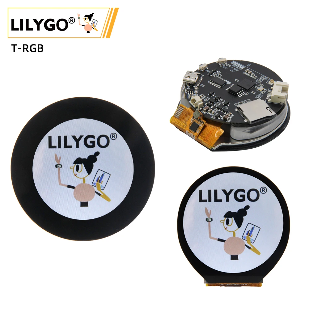 LILYGO® T-RGB ESP32-S3 2.1 inch Round Display ST7701S LCD Touch Screen ESP32-S3R8 Development ...