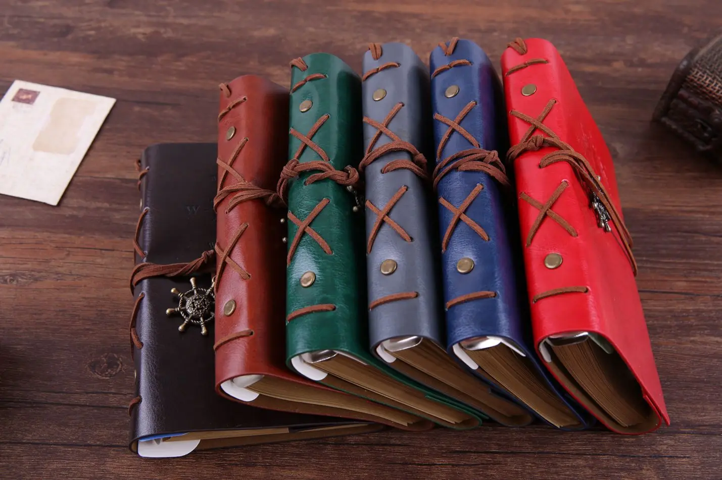 Cahier et bloc notes rétro à spirale ancre PU cuir carnet de notes ...