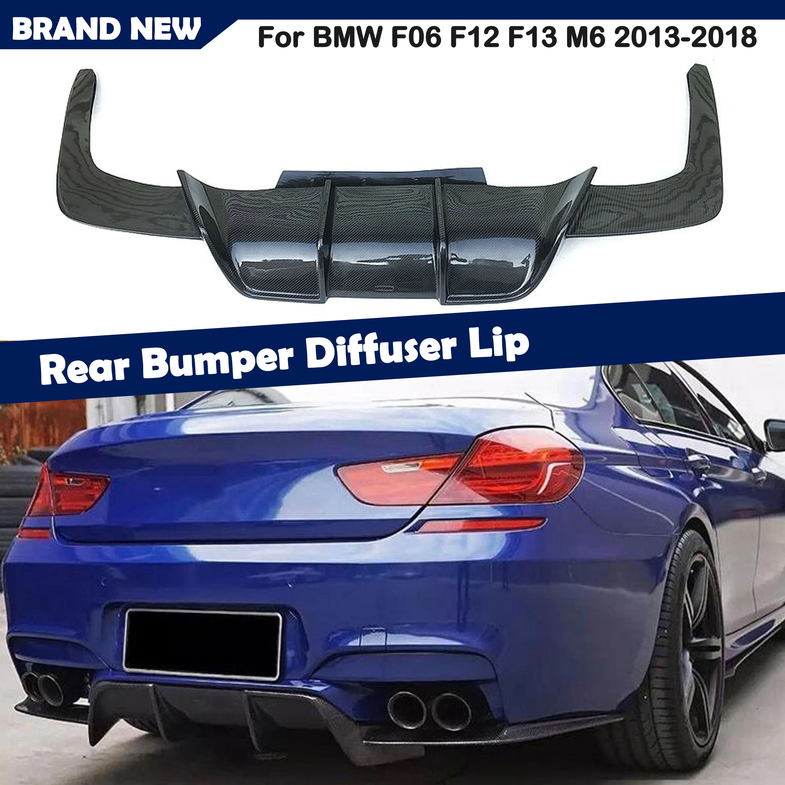 Carbon-Fiber-Rear-Bumper-Diffuser-Lip-Exhaust-Spoiler-Plate-Splitter ...