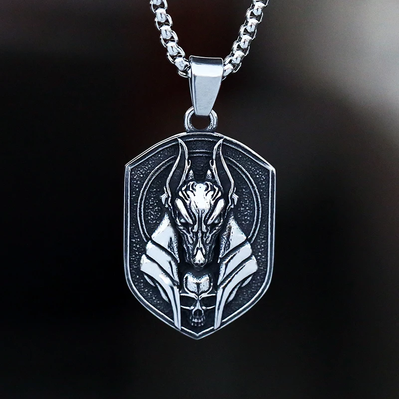 316L-Stainless-Steel-Anubis-Pendant-With-Skull-Necklace-Vintage-Choker ...