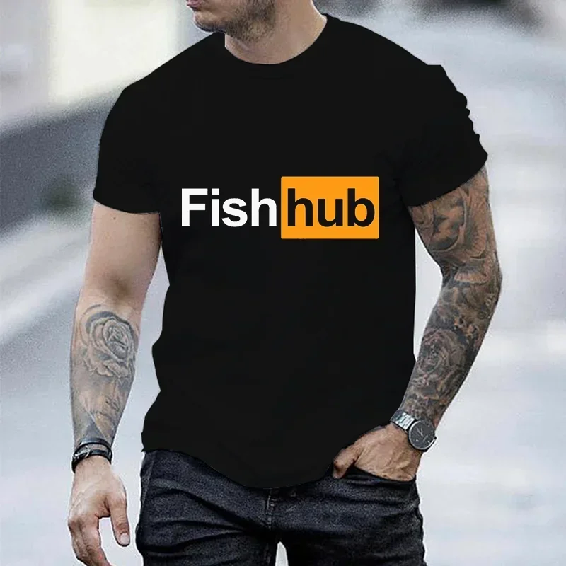 Fish-Hub-Print-Mens-T-shirts-Casual-Top-Summer-Short-Sleeves-Tee-Shirts ...