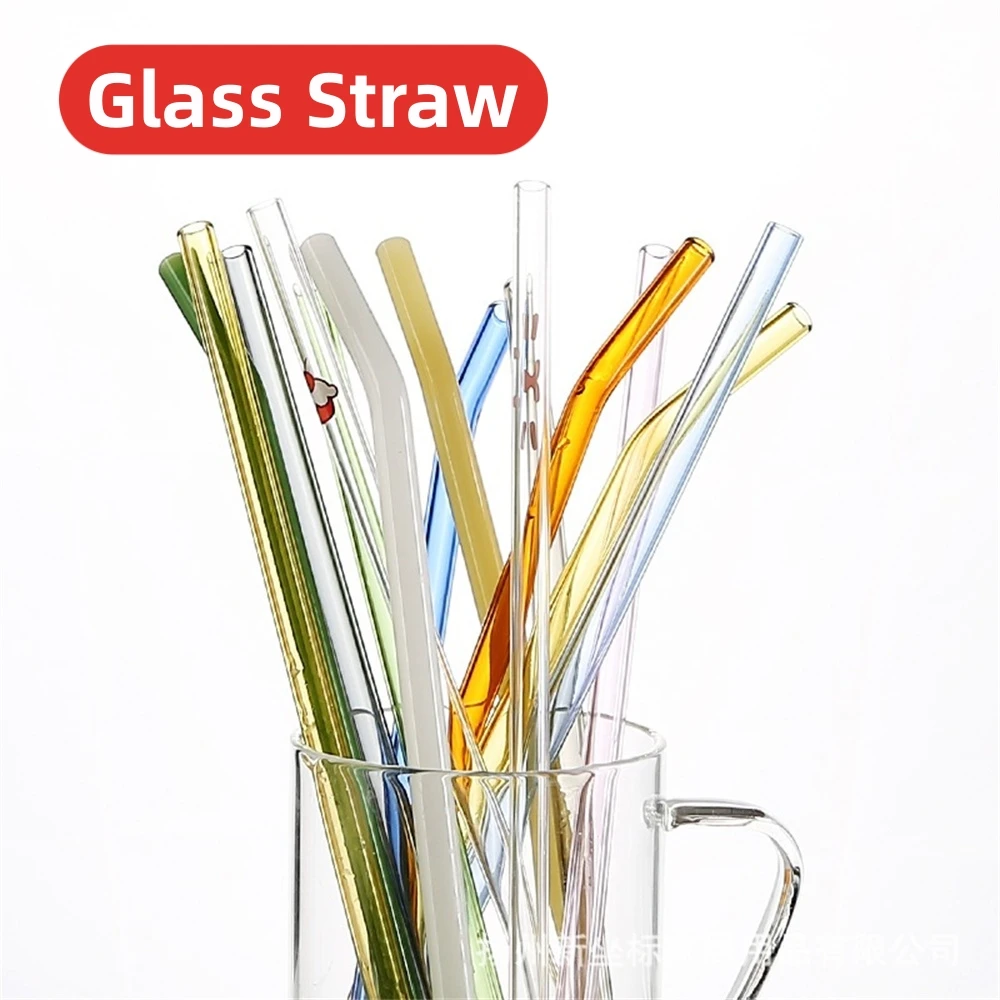 8Colors-Reusable-Glass-Straws-Straight-Bent-Drinking-Transparent-Straw ...