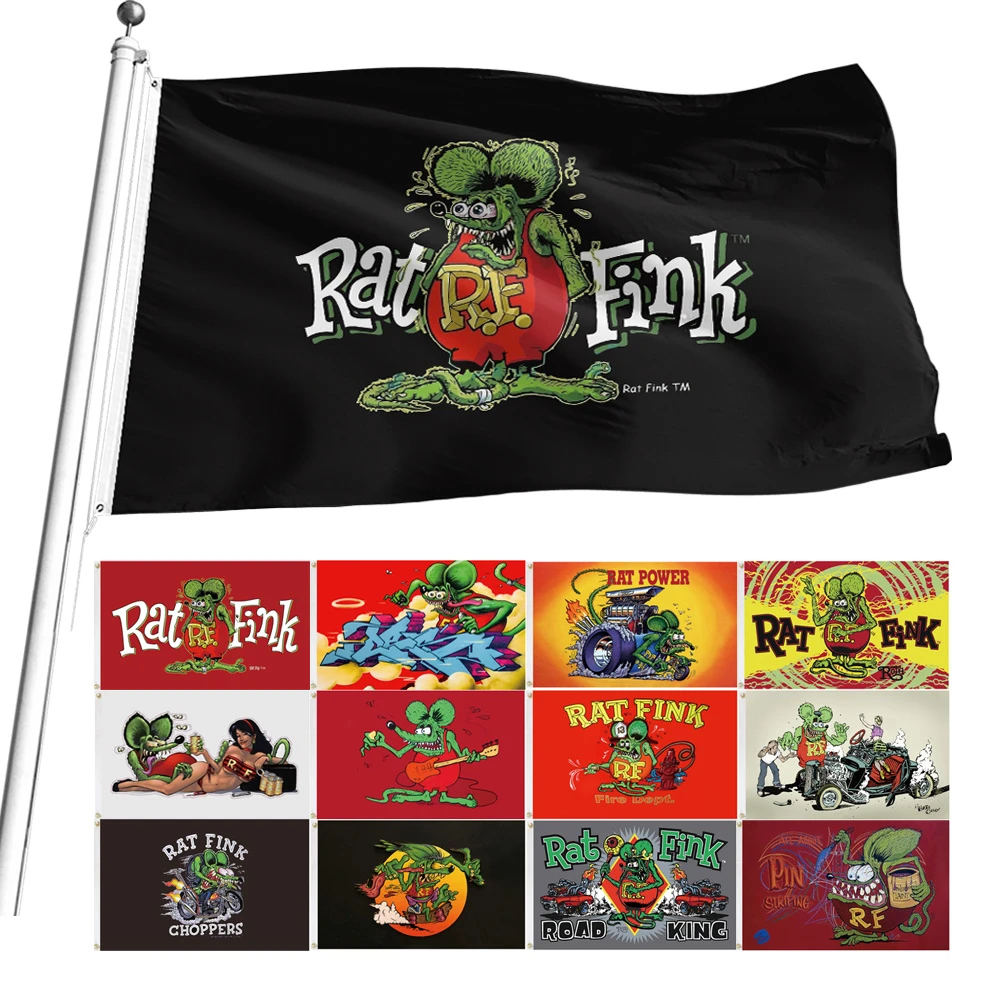 Polyester Flag Decoration | Decoration Rat Fink | Rat Fink Car Flag ...