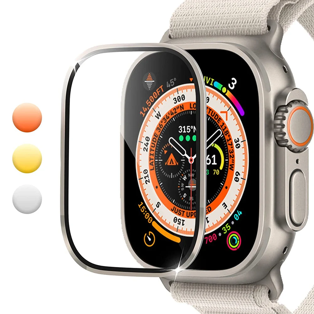Screen-Protector-Glass-for-Apple-Watch-Ultra-49mm-Metal-Tempered-Frame ...