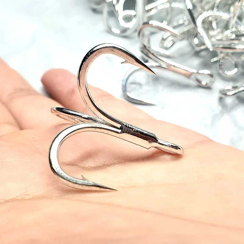 5PCS TAKEDO 6066-5X-NP Bright Tin Treble Hook 6066-5X-CB Triple Fishing ...