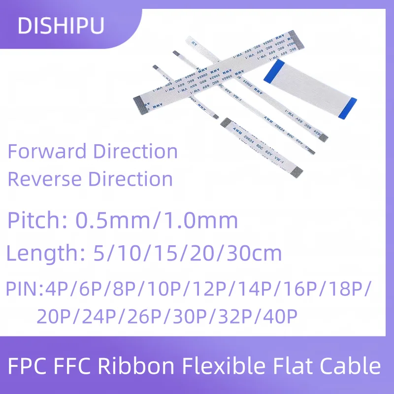 5PCS FPC FFC Ribbon Flexible Flat Cable Pitch 0.5mm1mm Length: 50mm ...