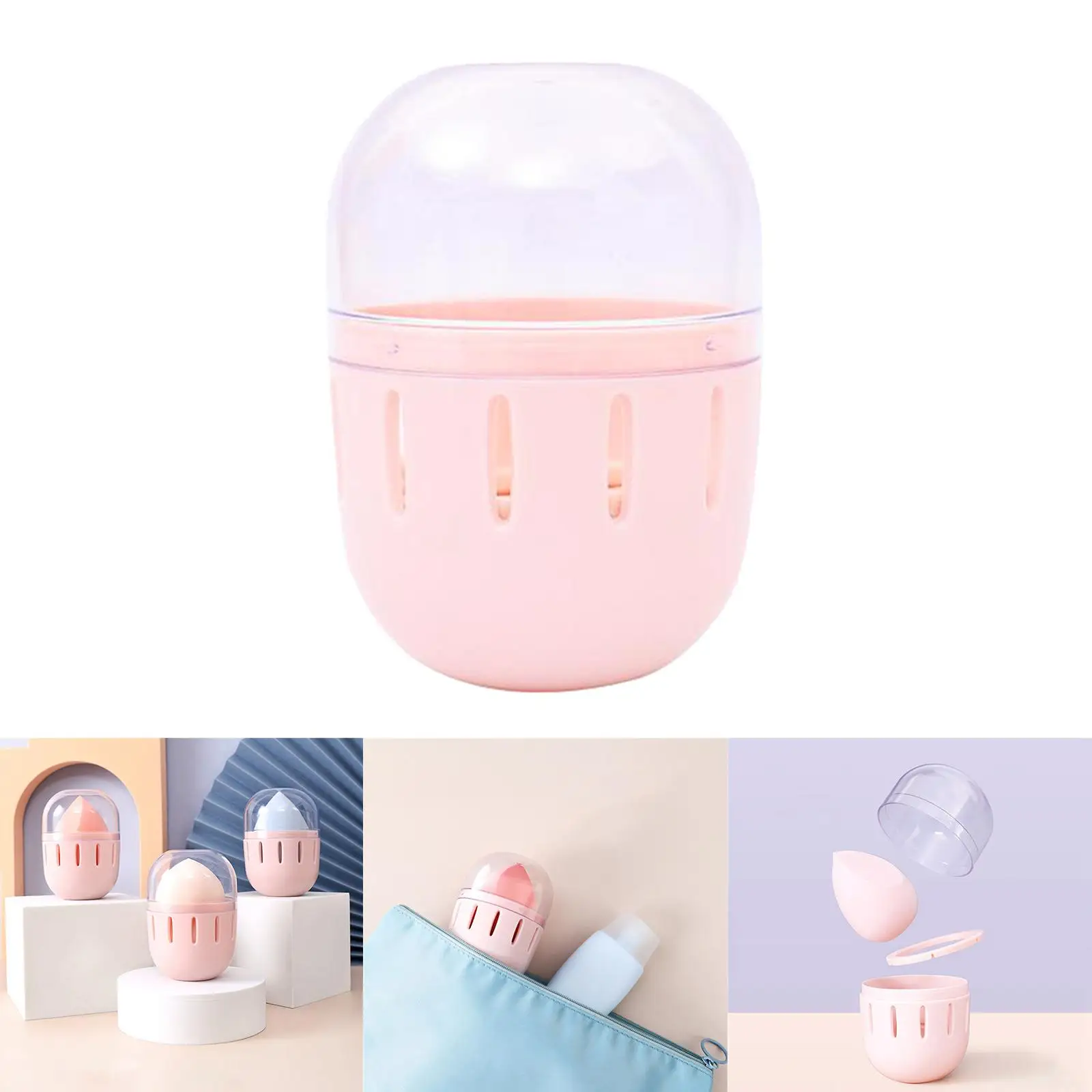 Portable Makeup Sponge Holder Ventilation Dustproof with Clear Lid ...