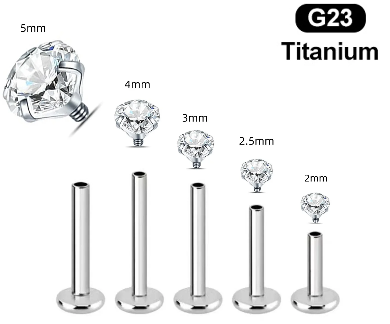 ASTM-F136-Titanium-Labret-Cartilage-Tragus-Ear-Lip-Piercing-Zircon-Gem ...