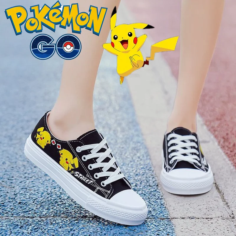 White Anime Sneakers Women | Pokemon Canvas Sneakers | Laces Pokemon ...