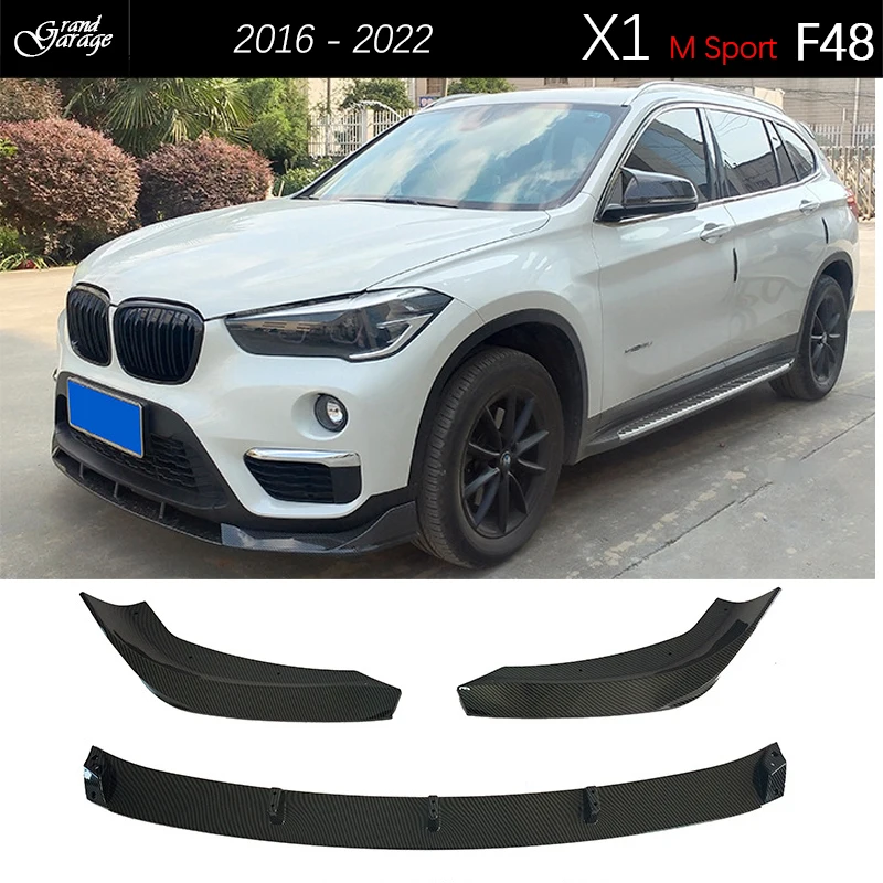 X1-Carbon-Fiber-Front-Bumper-Lip-Gloss-Black-Chin-Spoiler-for-BMW-X1 ...