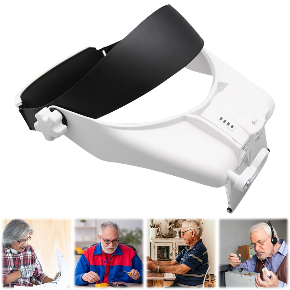 Headband-Illuminated-Magnifier-USB-Rechargeable-5-Interchangeable-Lens ...