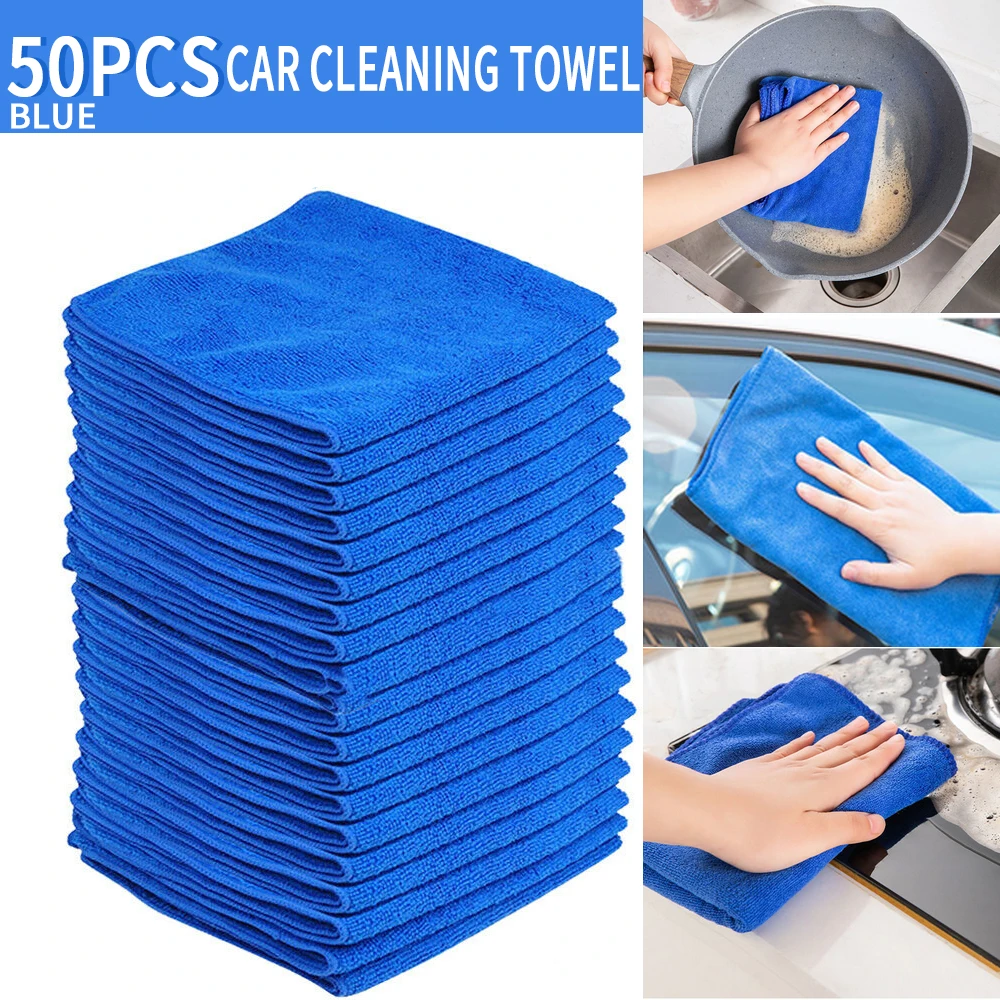 50pcs Large Microfiber Cleaning Cloth Car Wash Polishing Detailing Soft ...
