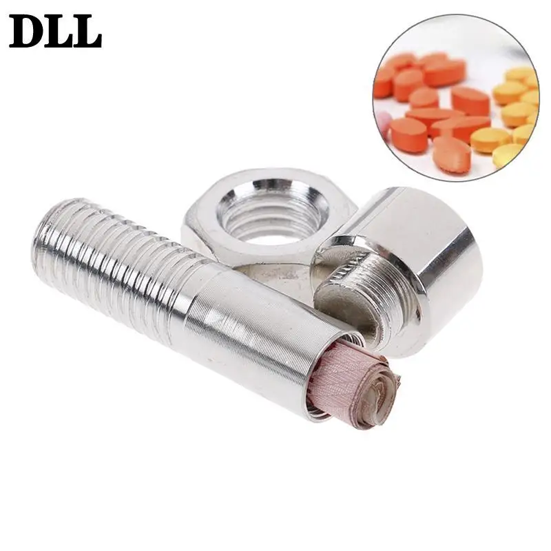 Mini Metal Medicine Box Secret Stash Box Pill Box Splitters Screw ...