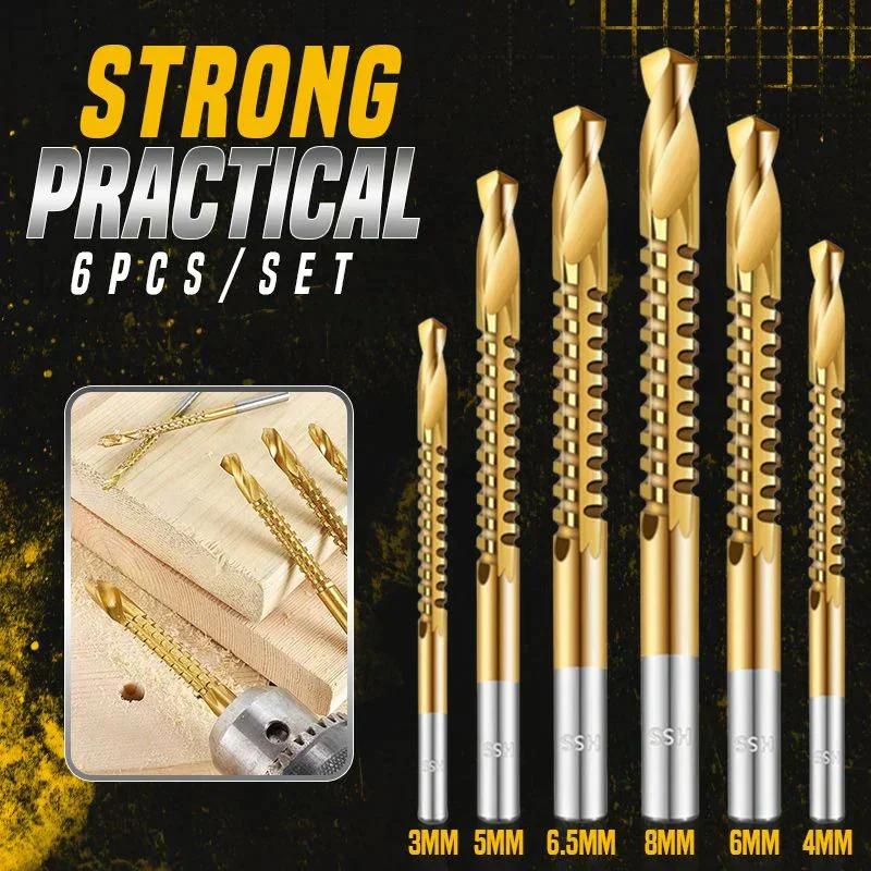 6PCS Cobalt Drill Set Helical Metric Composite Tap Tap Twist Drill Wood ...