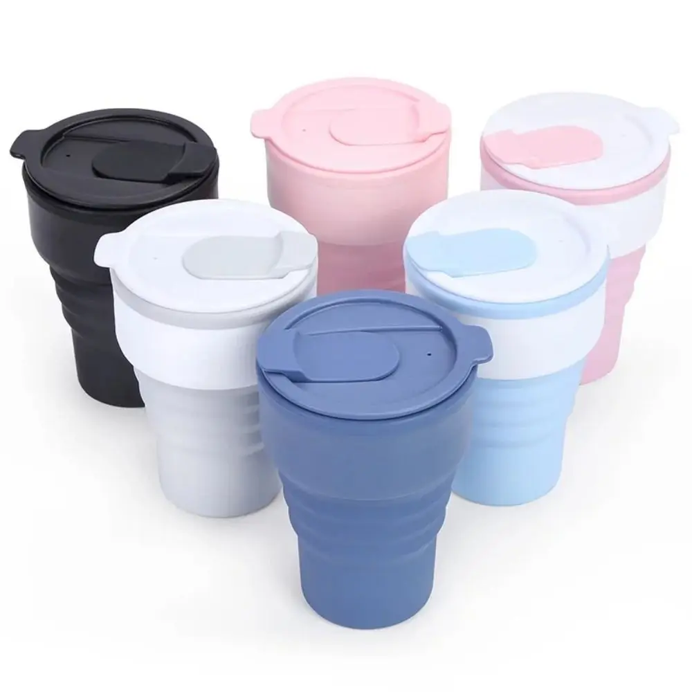 375ml Folding Coffee Cup Silicone with Lid Collapsible Cups with Lid ...
