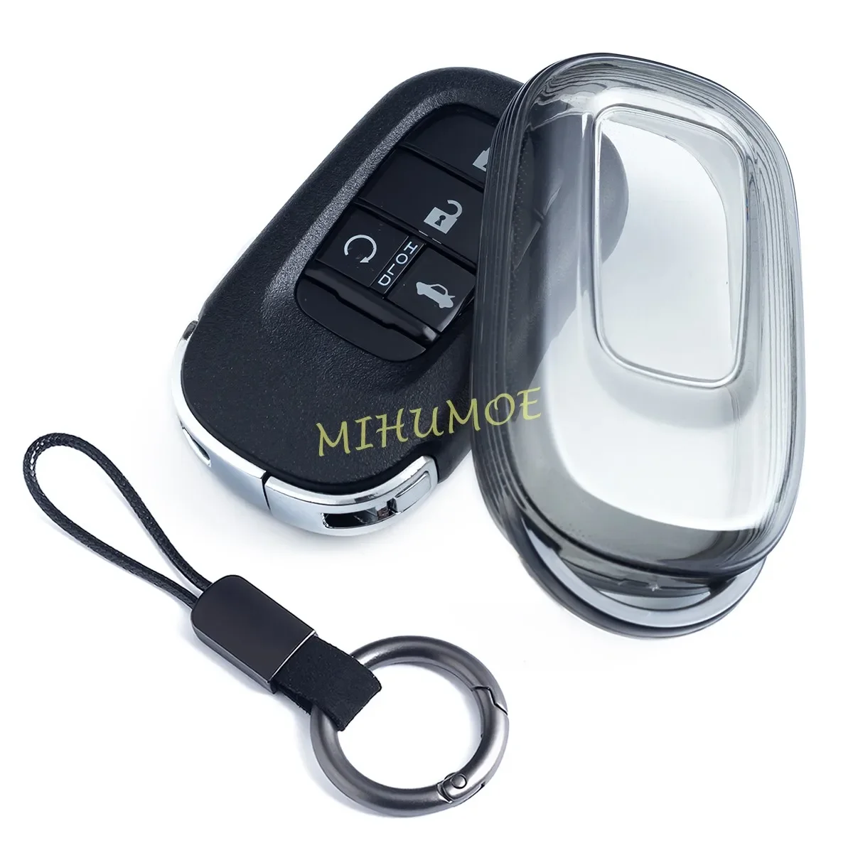Black Transparent Car Key Fob Case Cover Keychain For Honda Civic 11th ...