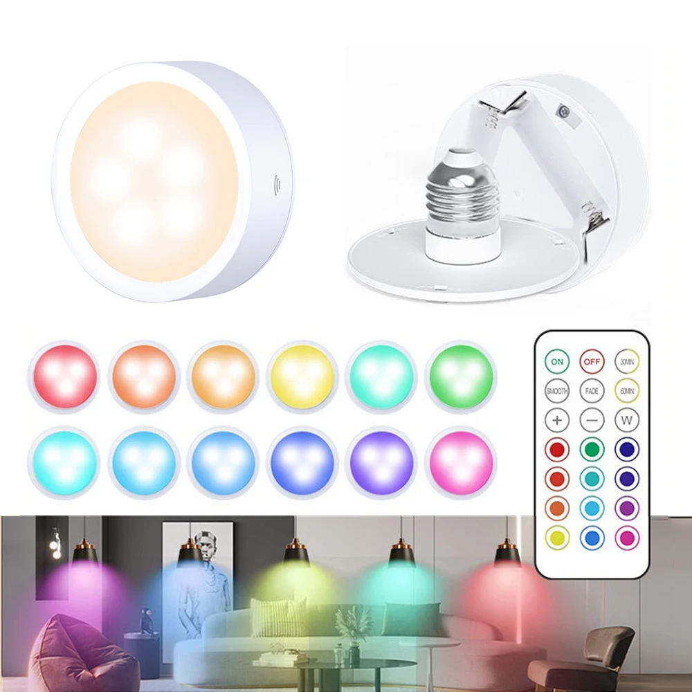 77MM LED Puck Light E26/E27 Light Bulb 13 Colors RGB, 47% OFF