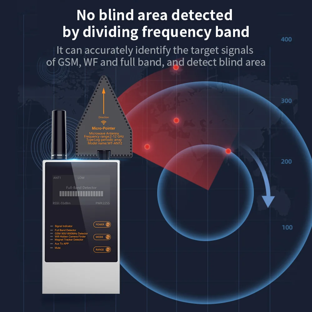 Bug Detector RF Signal Detector Anti Tracking Strong Magnetic Detector ...
