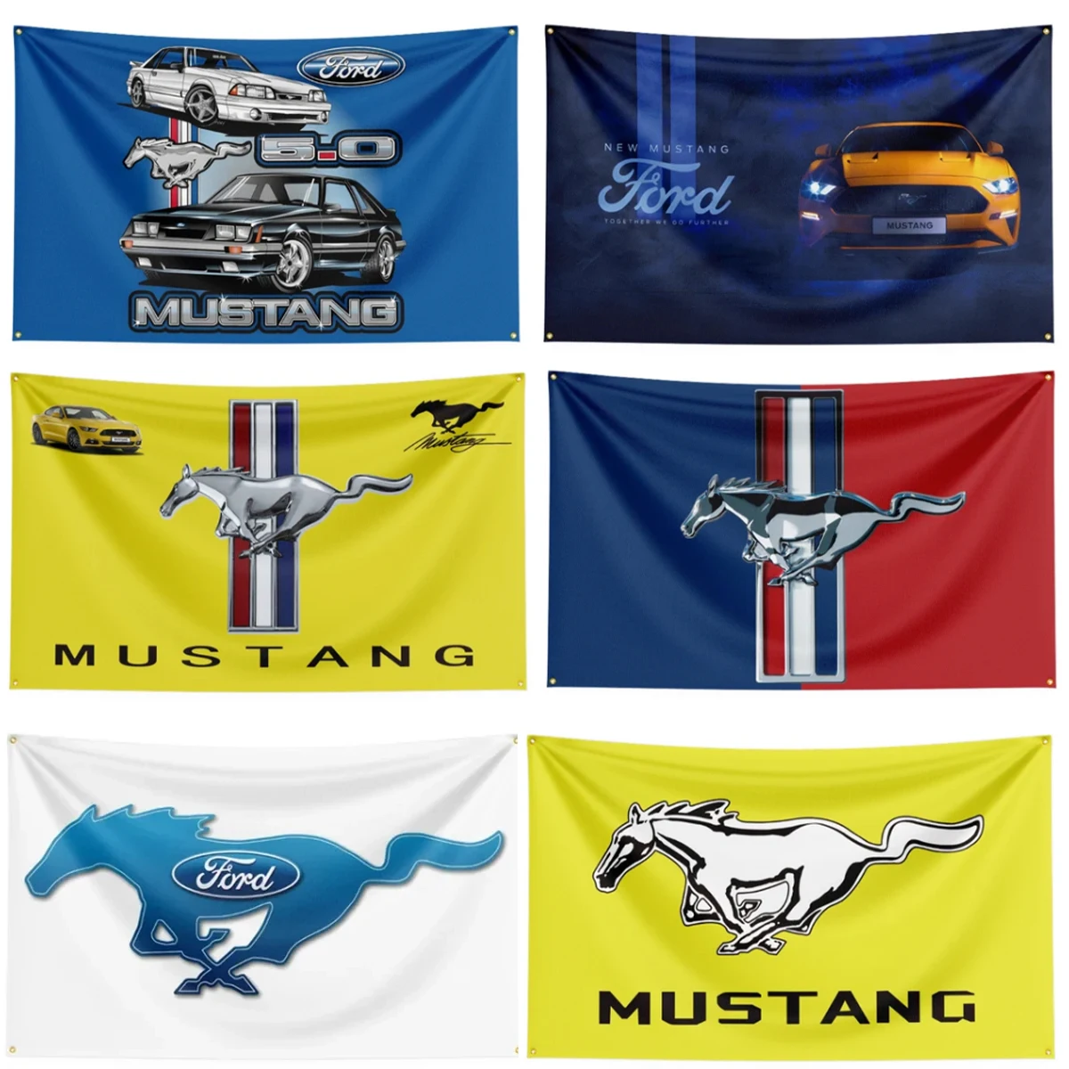 FLAGDOM 90X150CM 3X5 FT Mustangs Flag Polyester Printed Car Banner For ...