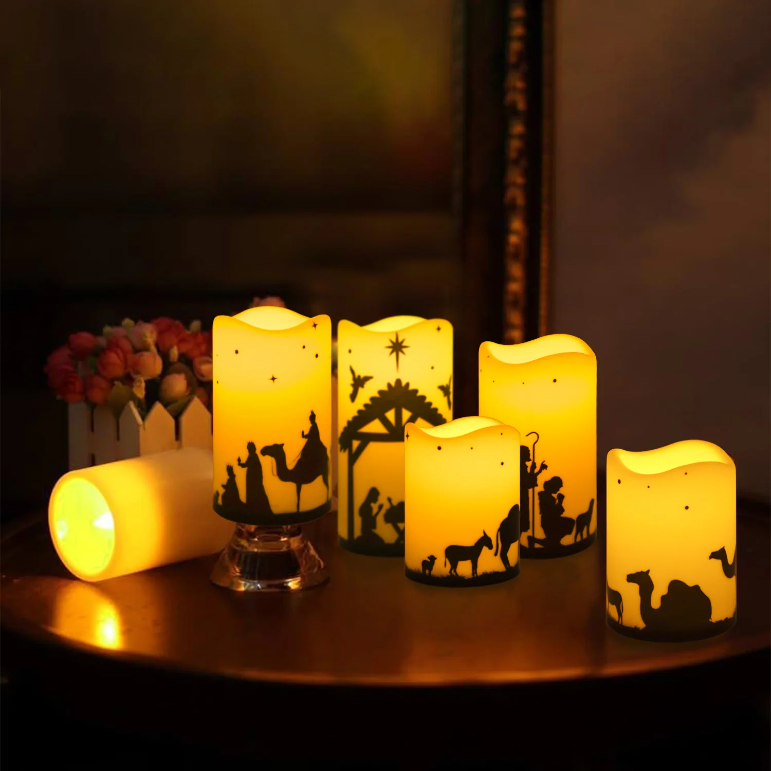 5pcs-Flameless-LED-Christmas-Nativity-Scene-Candle-Lights-Battery ...