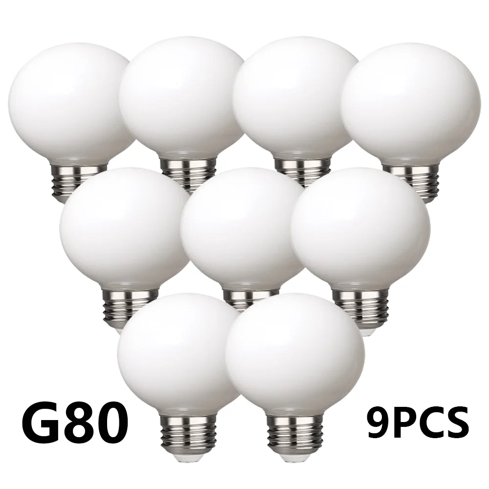 Milky Glass Bulb E27 5W Edison LED Light Bulb G80 220V Globe Ball Bulb ...