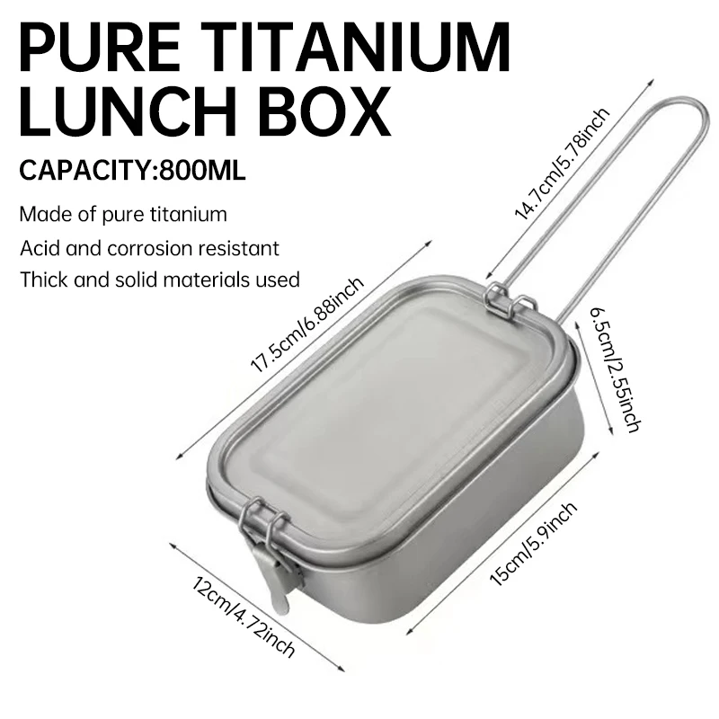 Outdoor-pure-titanium-lunch-box-portable-folding-handle-sealed-camping ...