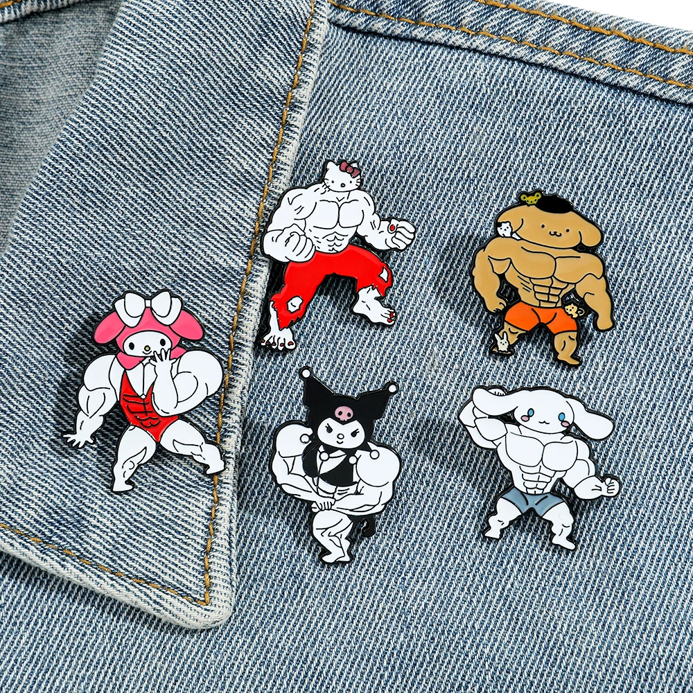 Engra-ado-Sanrio-Muscle-Serie-Esmalte-Pins-Kawaii-Anime-Hello-Kitty ...