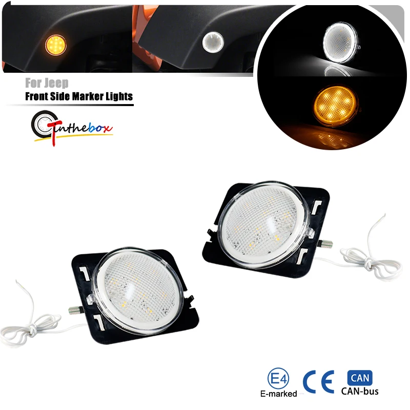 Amber & White LED Car Front Side Marker Turn Signal Light DRL Running ...