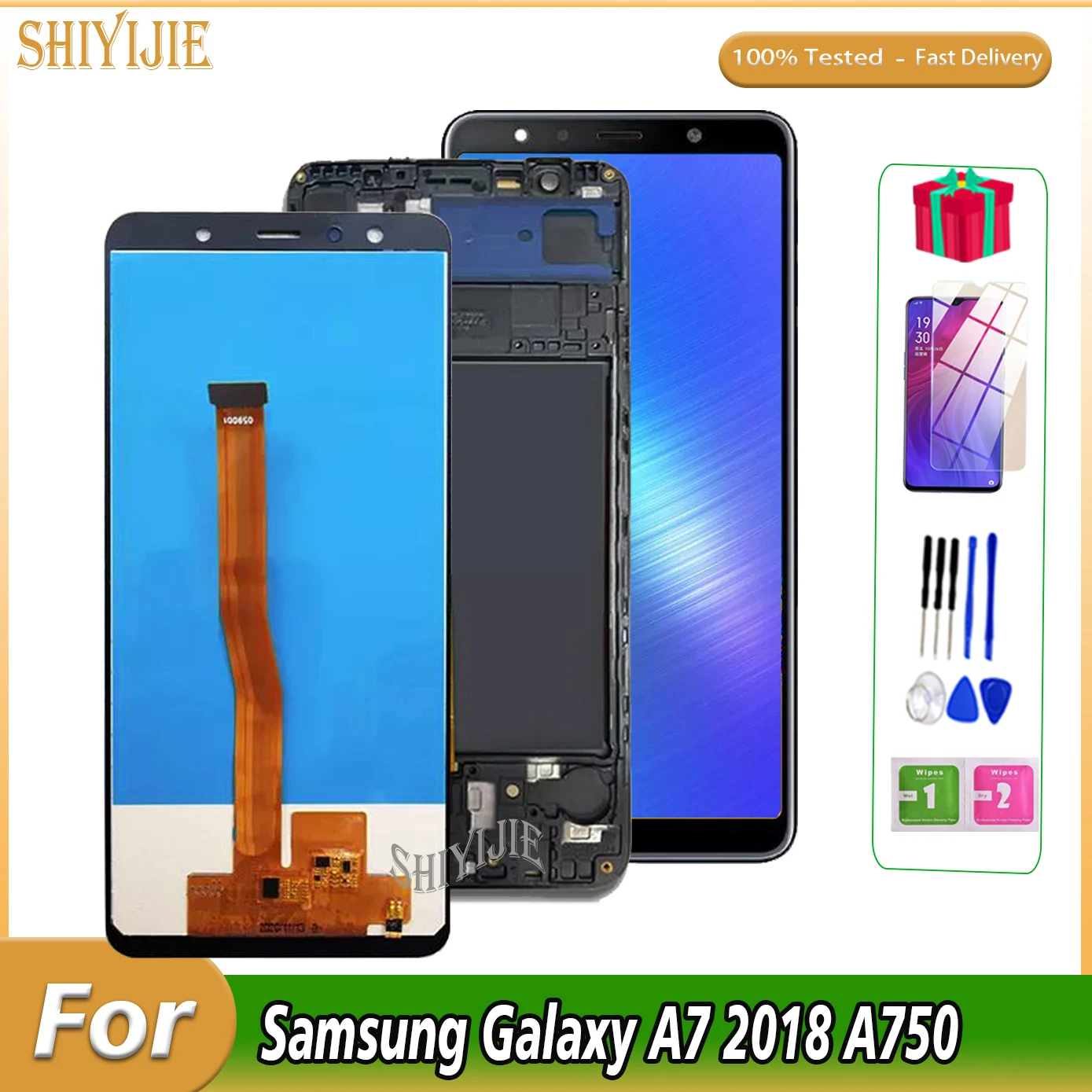 100% Tested LCD For Samsung Galaxy A7 2018 A750 Display SM-A750F A750FN ...