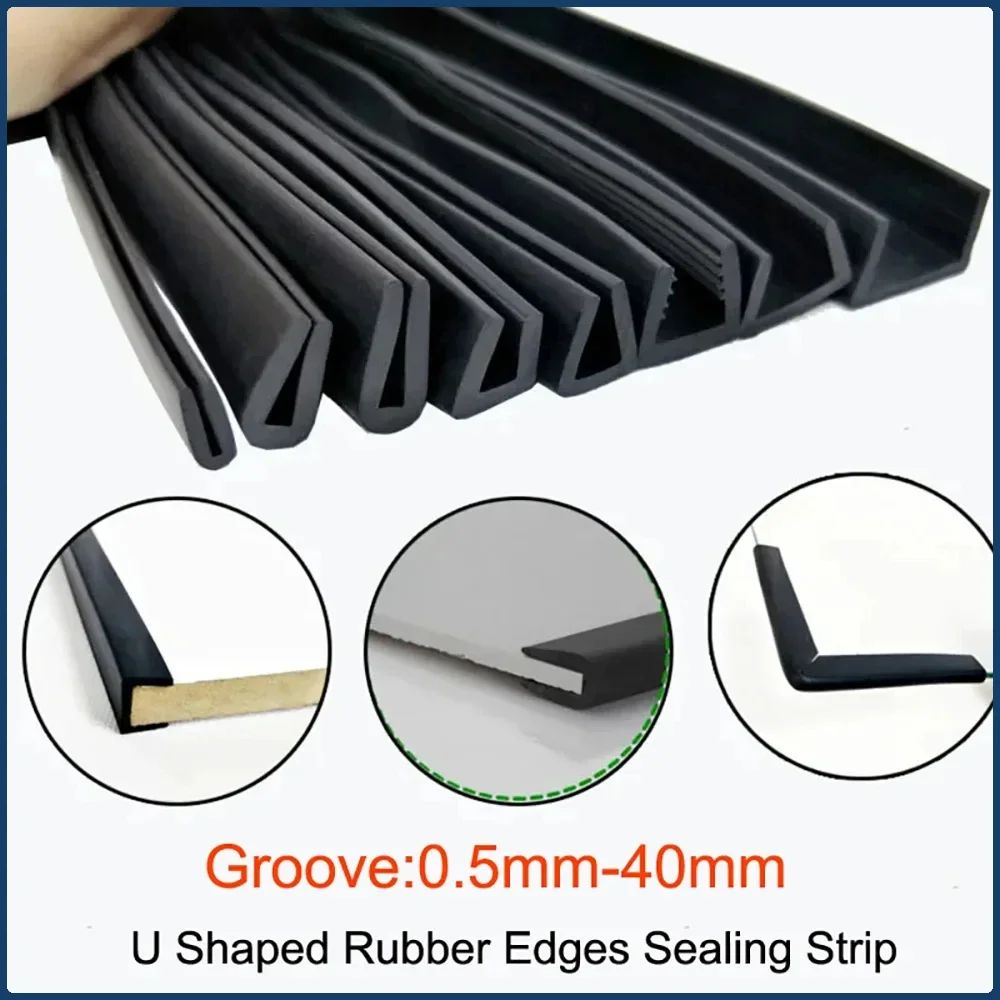 Black U Shaped Rubber Edge Sealing Strip Groove 0.5 to 40mm U Type ...