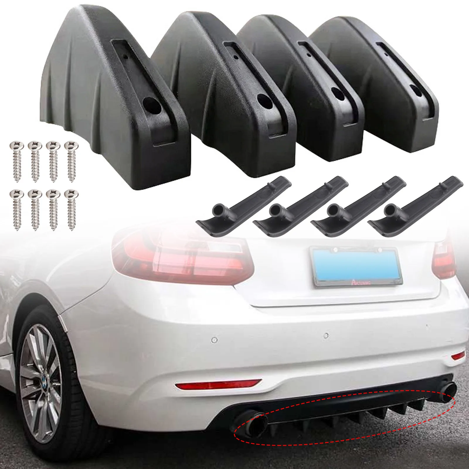 4Pcs Car Rear Bumper Spoiler Lip Modified Diffuser For Chrysler 200 300 ...