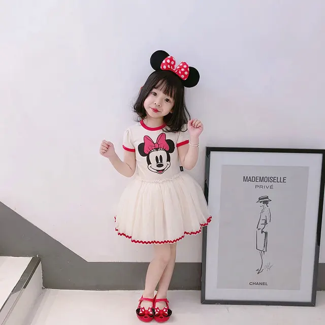 ZZOOI Disney Mickey Mouse Girls Mesh Cartoon Dress Children Minnie ...
