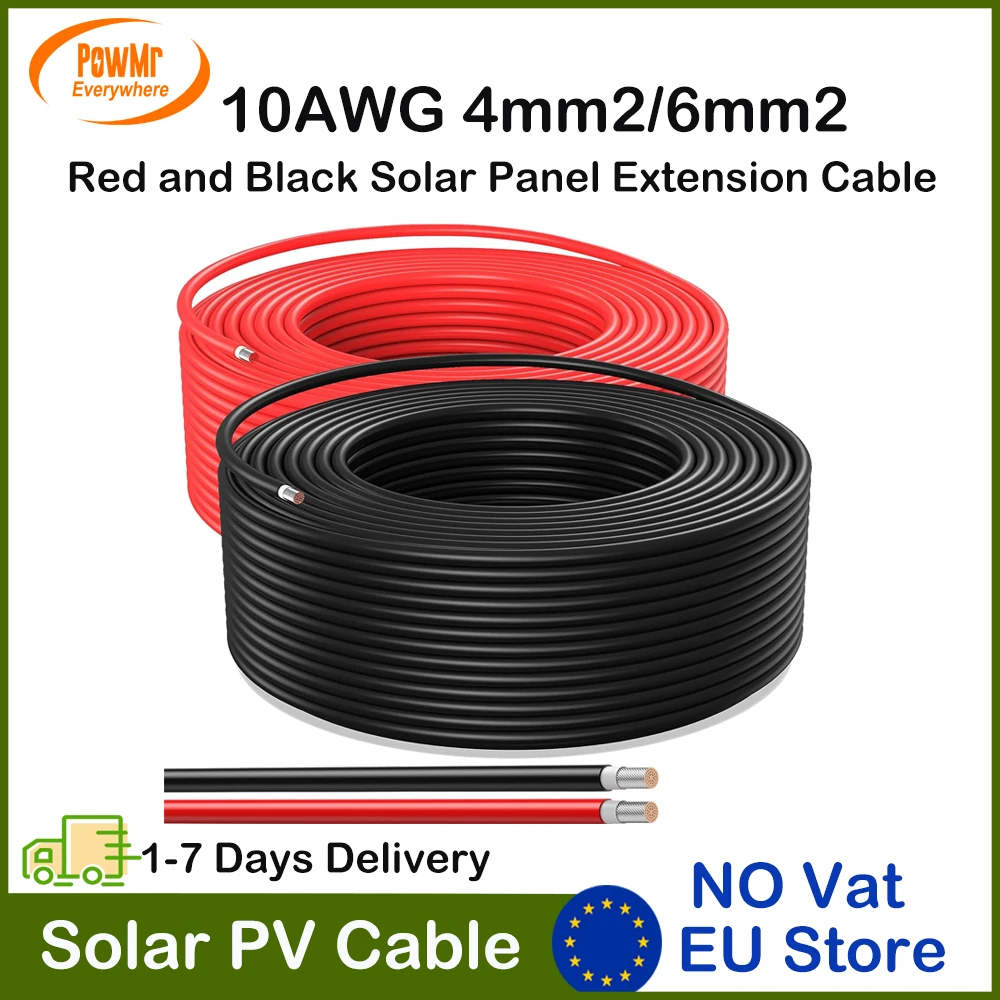 PowMr 10AWG 4mm2/6mm2 25M 30M 50M 100M câble d'extension de panneau ...