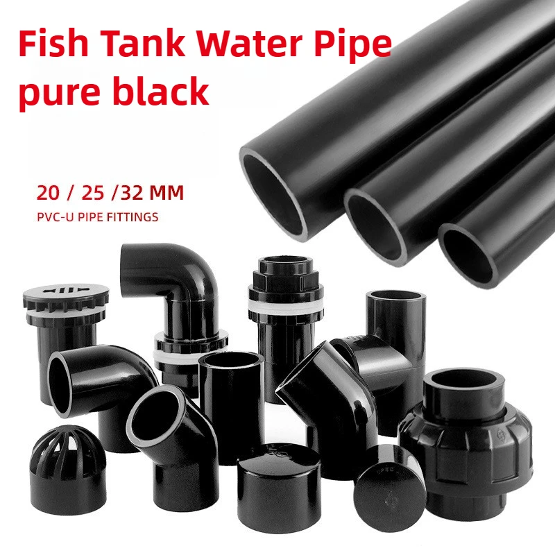 PVC Black Fish Tank Water Pipe Plastic Tube Fittings Elbow Joint Duck ...