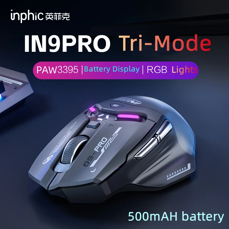 Wireless-Mouse-Bluetooth-Tri-mode-Wired-Mouse-PAW3395-26000DPI-RGB-Gaming-Mouse-Macro ...