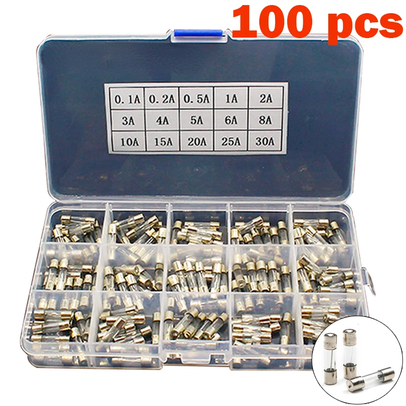 100Pcs-Fast-blow-Glass-Tube-Fuses-5-20-Household-Fuses-Car-Glass-Tube ...