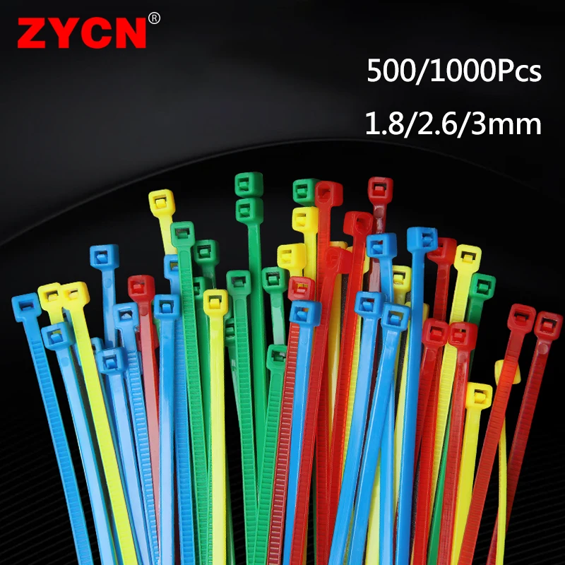 ZYCN 1000PCS Nylon Cable Tie Self Locking 3x100/150mm Color Plastic ...