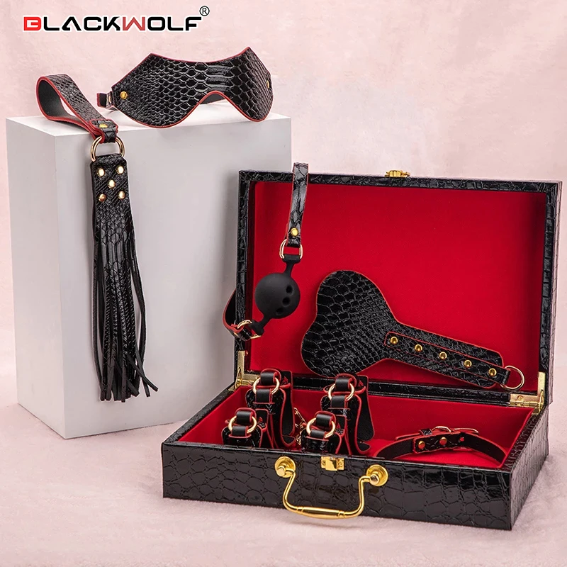 Blackwolf Juego De Bondage Para Cama Bdsm Esclavo Esposas De Cuero Pu