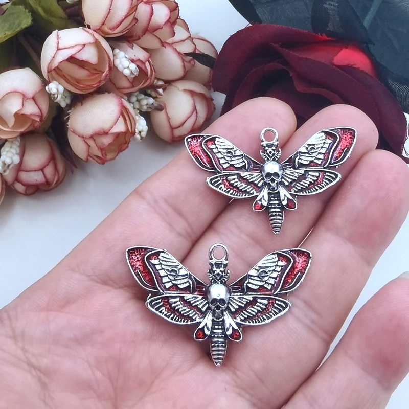5pcs 43*26mm Large Death Head Moth Charm,Wiccan Bug Pendant,Statement ...