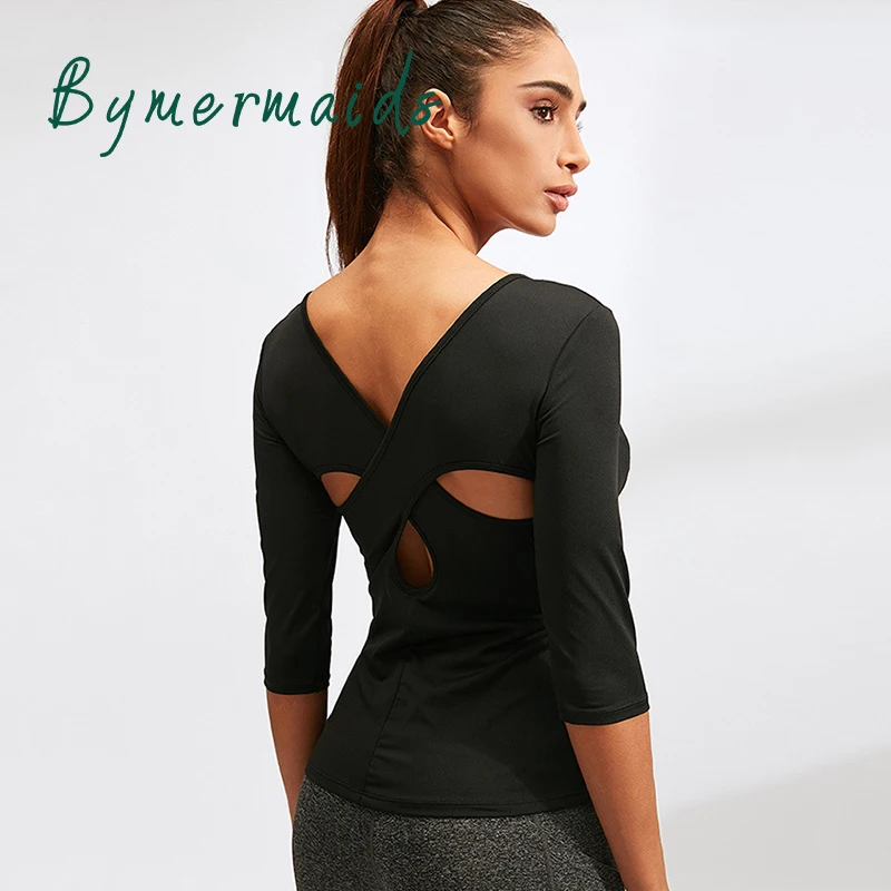 Bymermaids️ Long Sleeve Yoga T Shirt Women Sports Top for Fitness ...