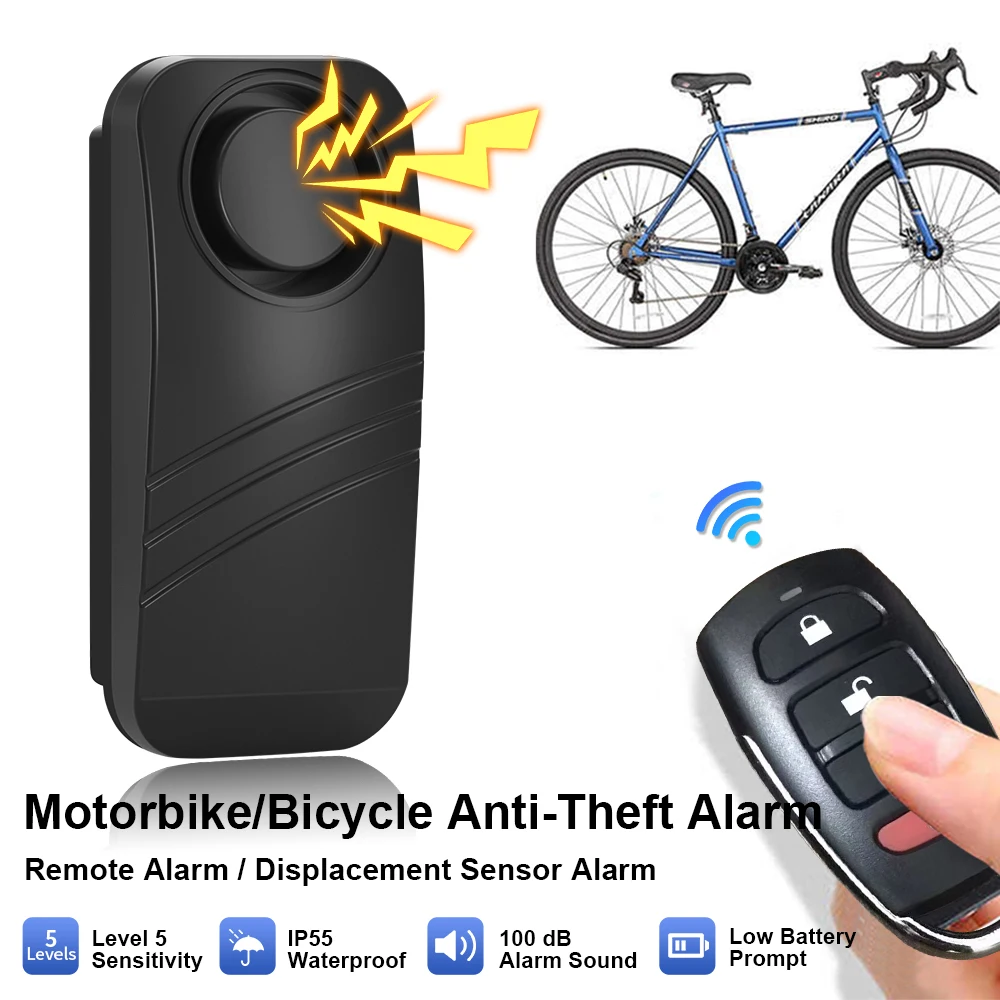 Waterproof-Motorcycle-Alarm-100dB-Remote-Control-Wireless-Anti-Lost ...