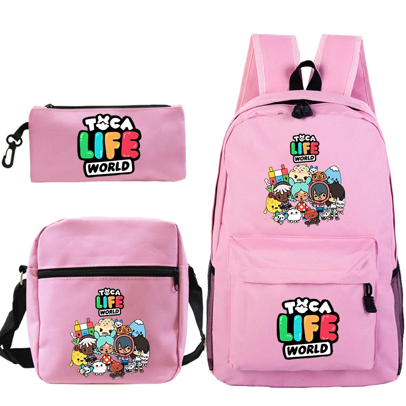 Cute-Toca-Life-World-Backpack-3pcs-Set-Girls-Cartoon-School-Bags-Travel ...