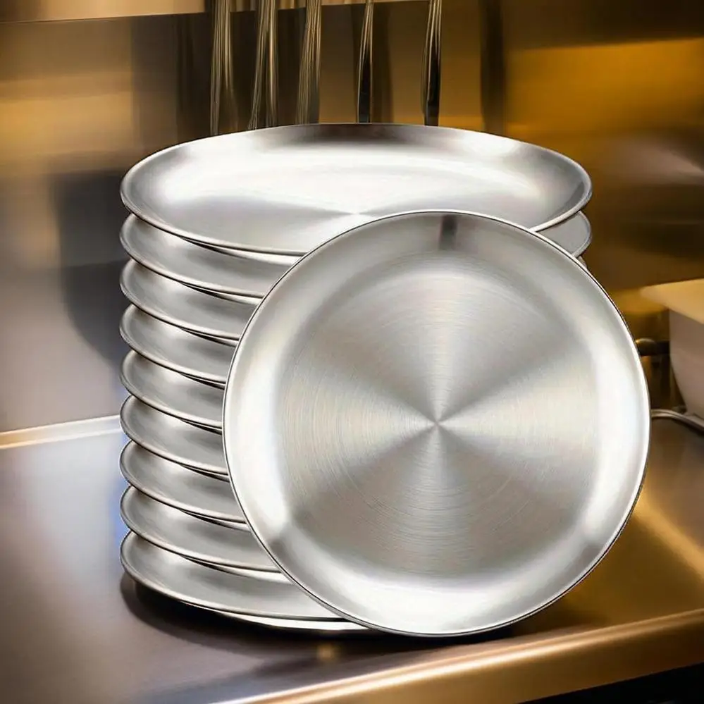 5.5inch Stainless Steel Dining Dish Camping Picnic Tray Dirt Proof Bar ...