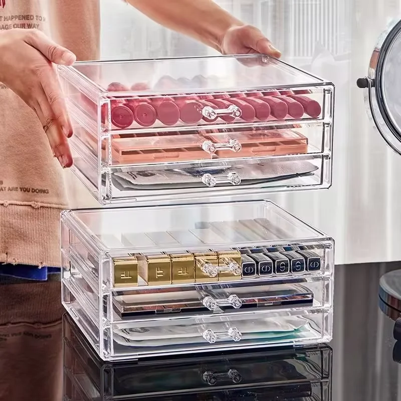 Makeup-Storage-Box-Acrylic-Transparent-Drawer-Divided-Style-Organizer ...