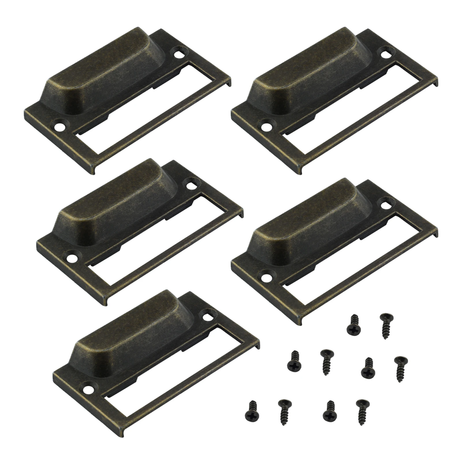 5Pc-Antique-Metal-Label-Frame-Card-Holder-Cup-Pull-Handle-Drawer-Box ...