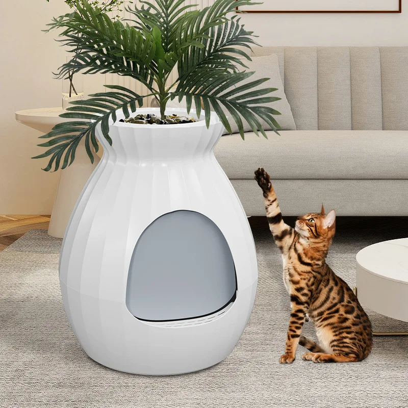 New-Cat-Toilet-Flower-Pot-Type-Fully-Enclosed-Plasma-Intelligent-Cat ...