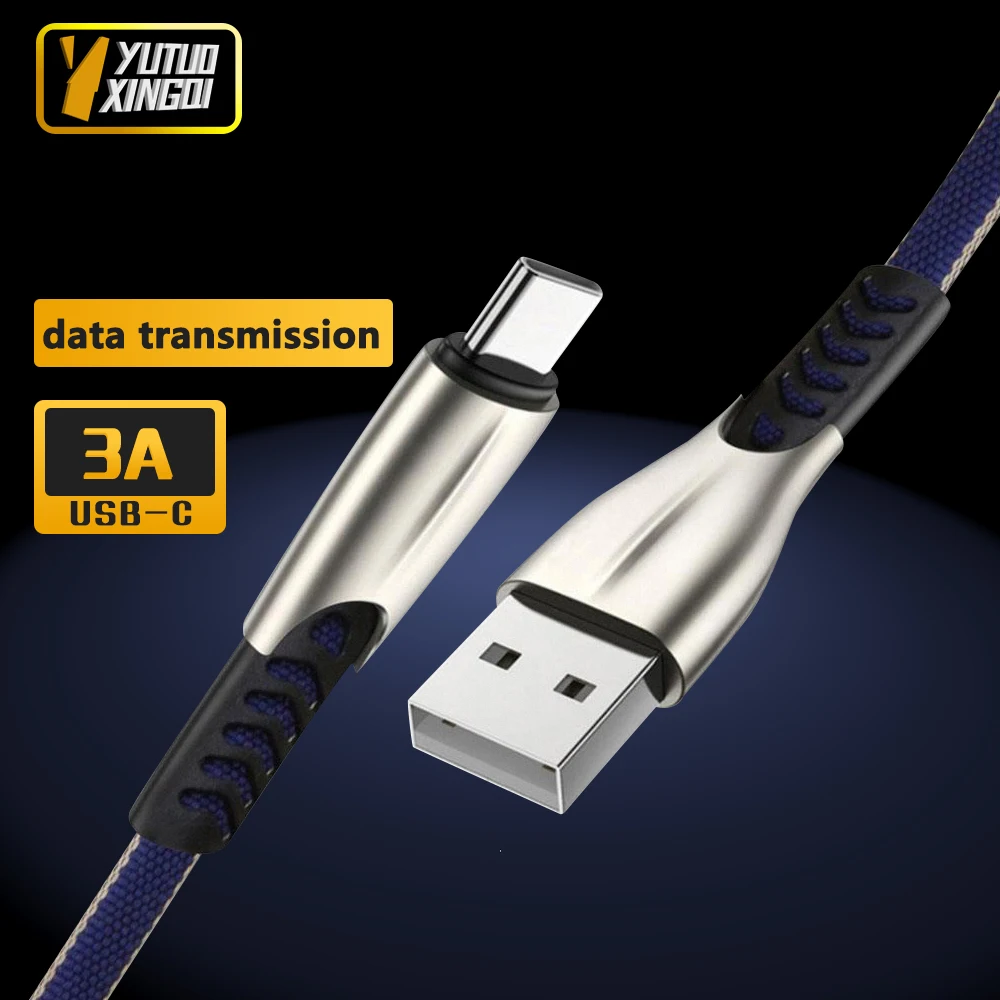 USB Type C Cable Zinc Alloy 3A Super Fast Charging Data TYPE-C Charger ...