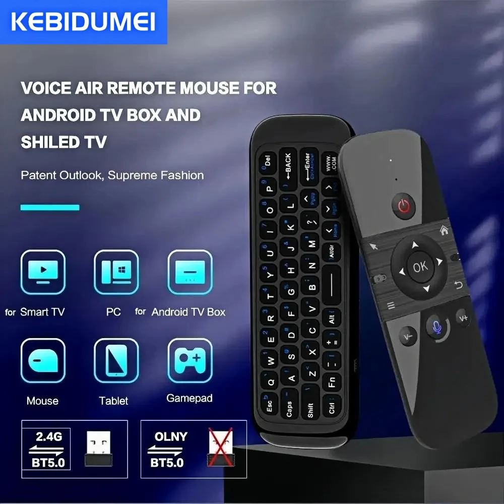 M8 Air Mouse with 2.4G BT5.0 Dual Mode For Google Voice Assistant ...