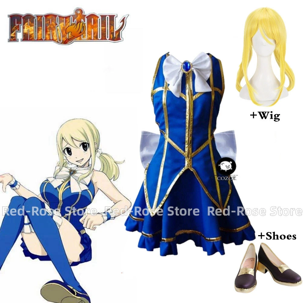 Anime Fairy Tail Cosplay Costume Lucy Heartfilia Backless Polyester ...